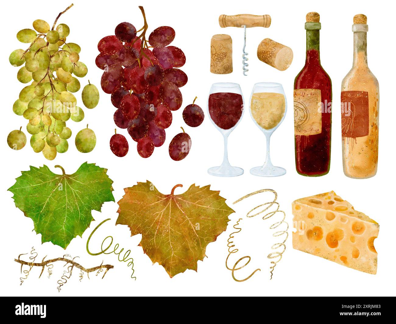 An artistic portrayal showcasing various wine elements such as grapes ...
