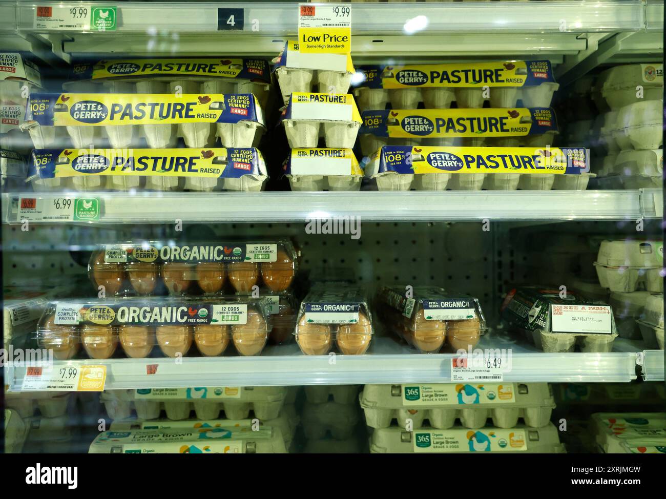 Cartons of eggs are refrigerated at a grocery store on August, 10, 2024 ...