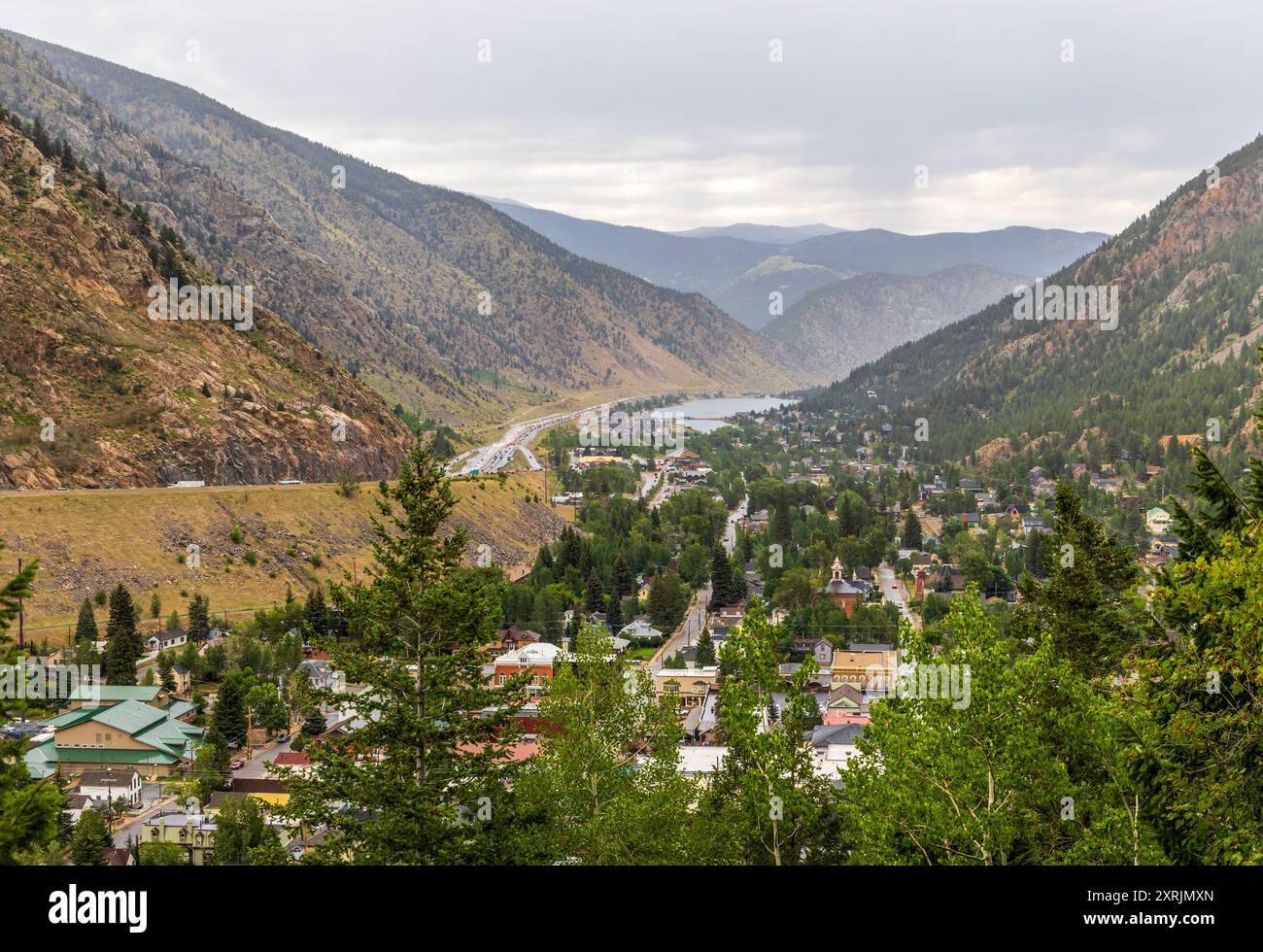 Aerial View of Georgetown, Colorado, in the Rocky Mountains on a Rainy ...