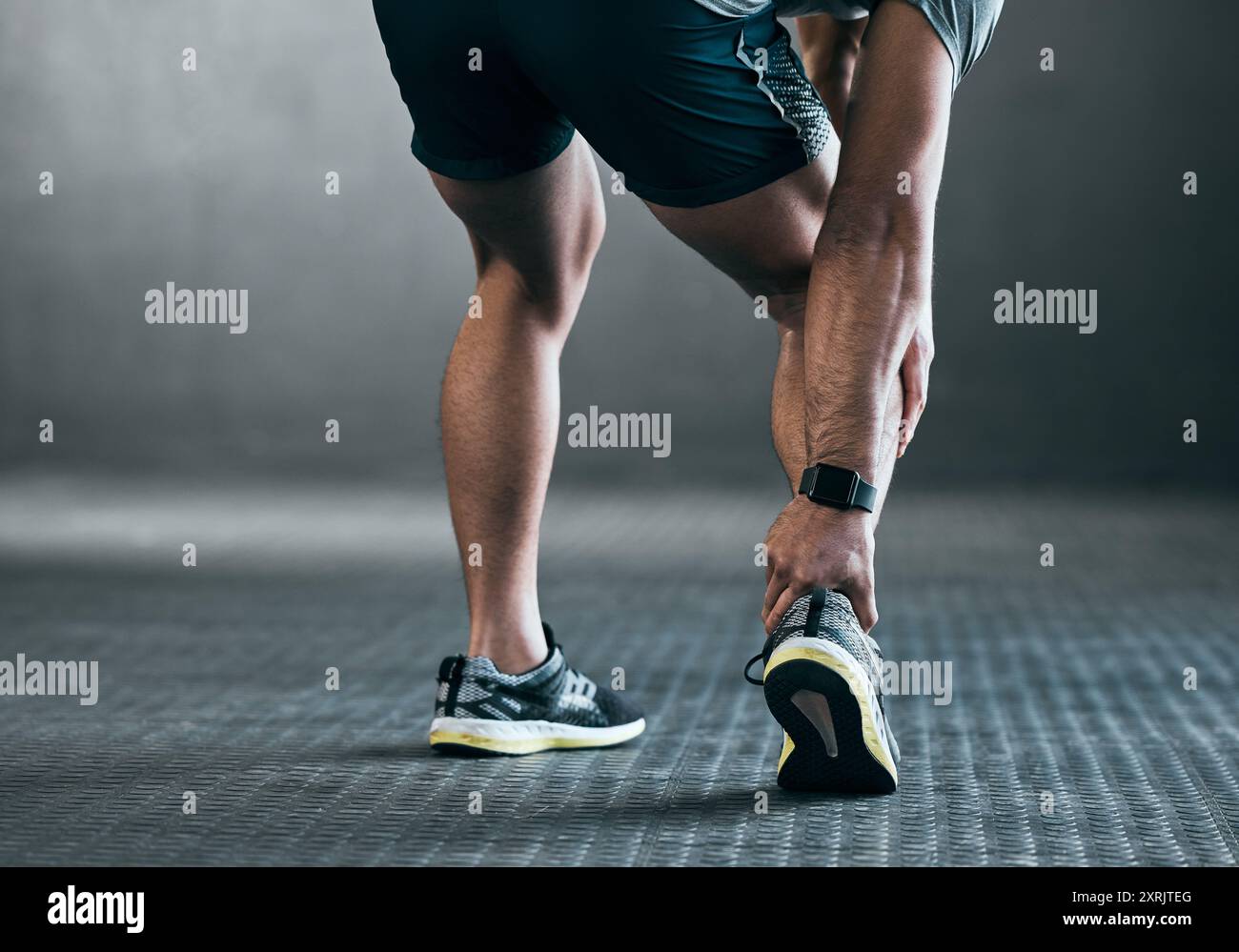 Man, hands and ankle injury for fitness, exercise and workout accident ...