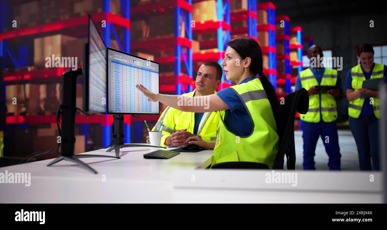 Warehouse Inventory Management On Computer. Staff In Office Stock Photo ...