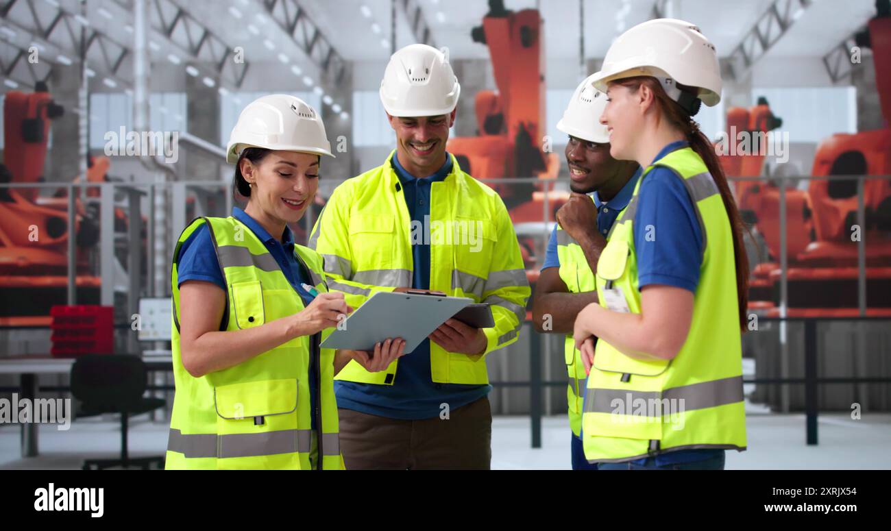 Men In Automotive Car Factory Using Scada System Stock Photo - Alamy