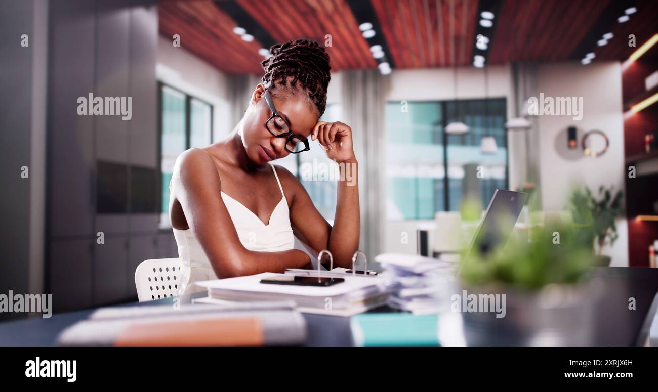 Financial Money Problem. Stressed African Lady With Invoice Stock Photo ...