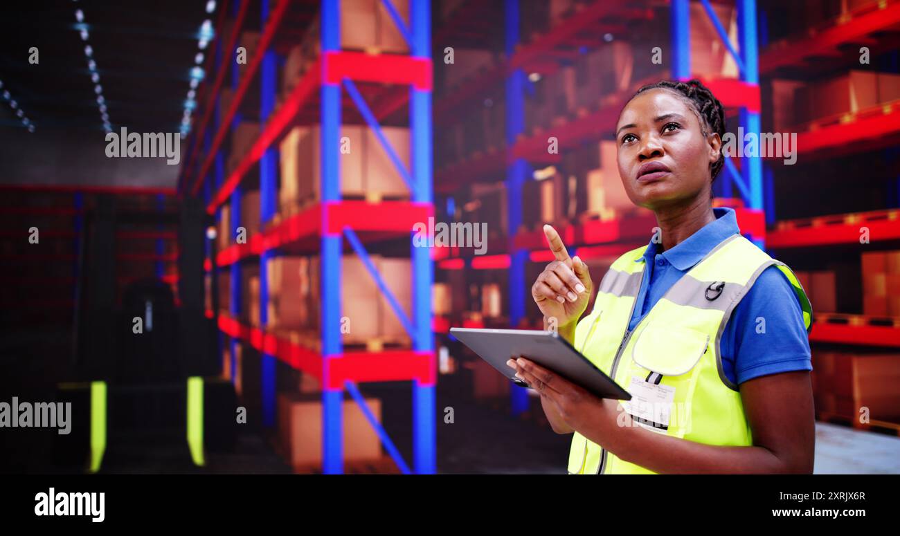 Osha Inspection Using Tablet. Inspecting Warehouse Inventory Stock ...