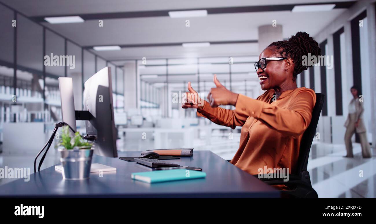 Happy Professional African American Women Using Computer Stock Photo ...