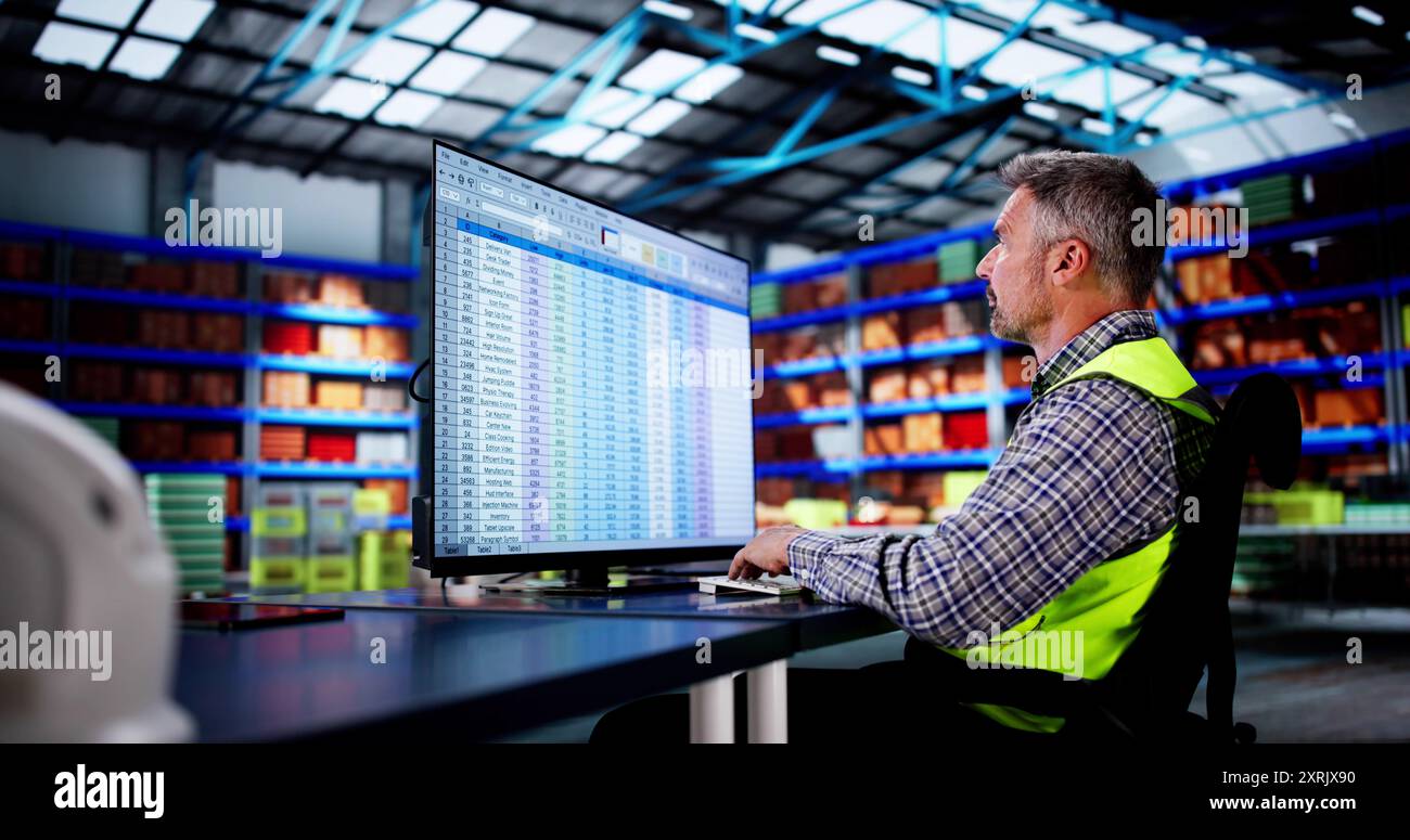 Warehouse Inventory Management On Office Computer. Supplier And ...