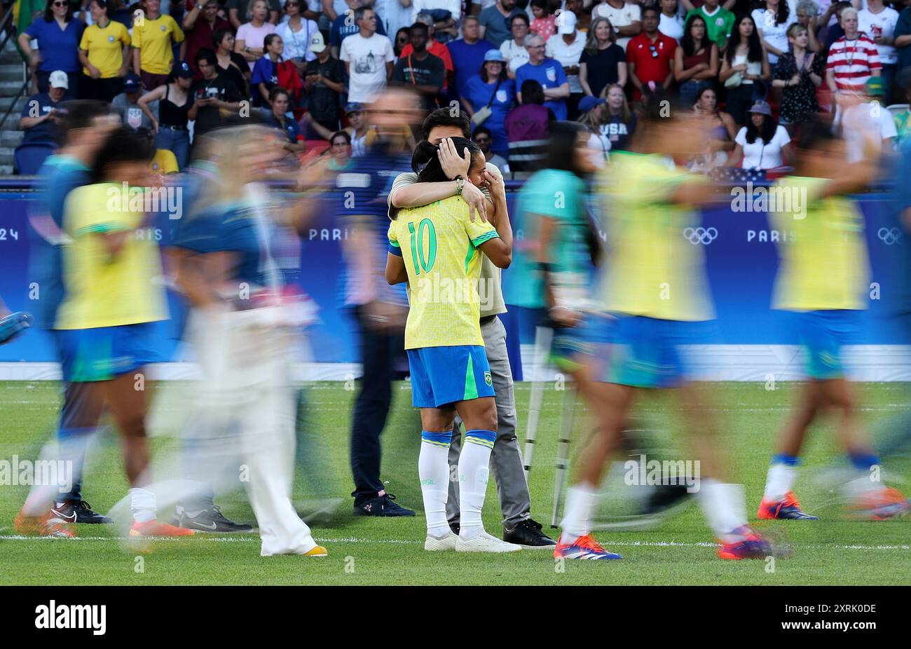 Beijing, France. 10th Aug, 2024. Marta of team Brazil reacts after the ...