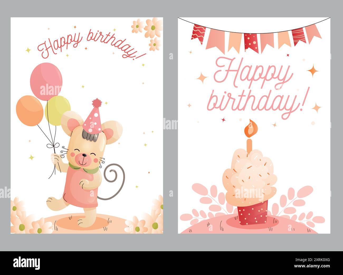 Childrens cute greeting card. Cute birthday card featuring a mouse with ...