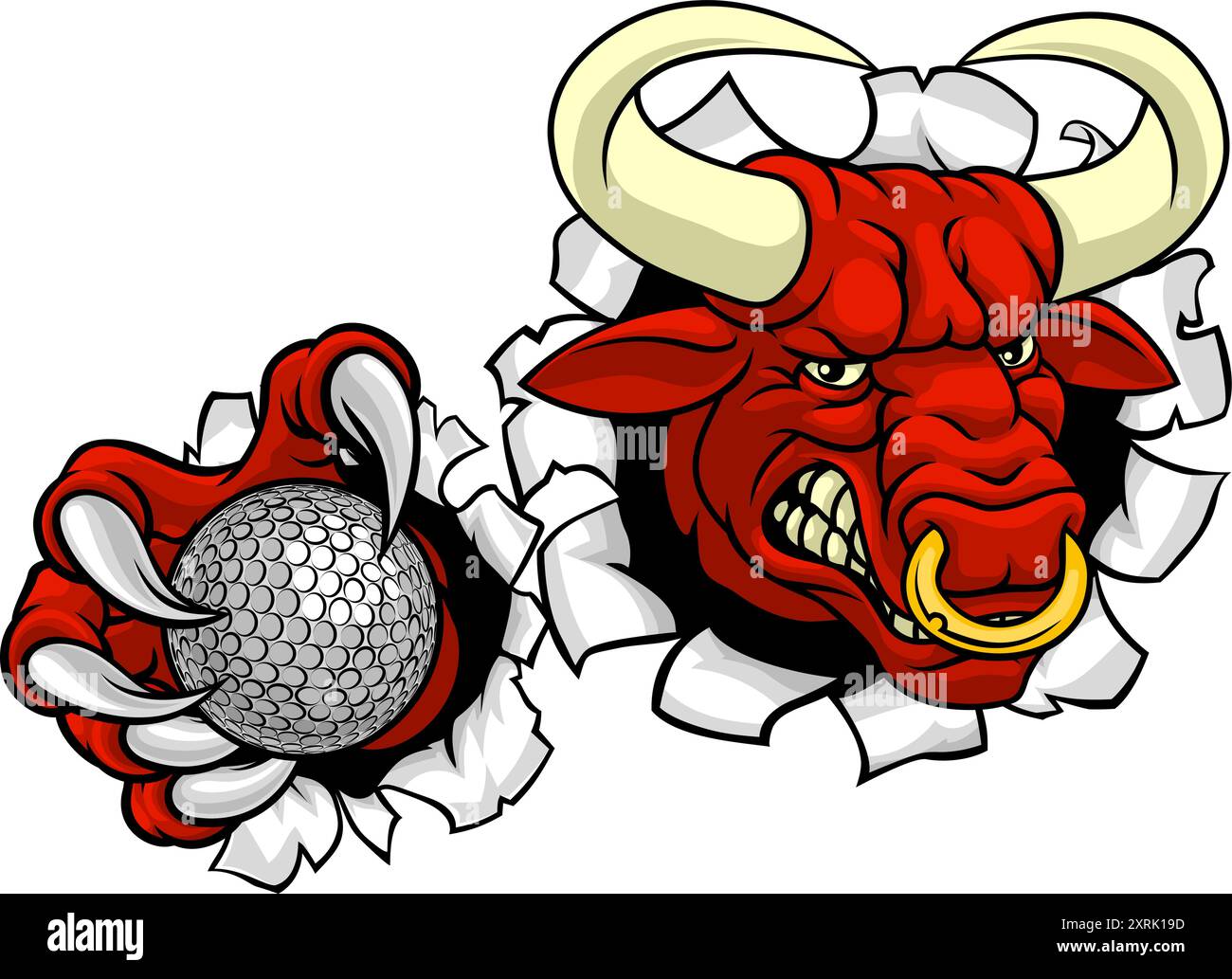 Bull Minotaur Longhorn Cow Golf Mascot Cartoon Stock Vector Image & Art ...