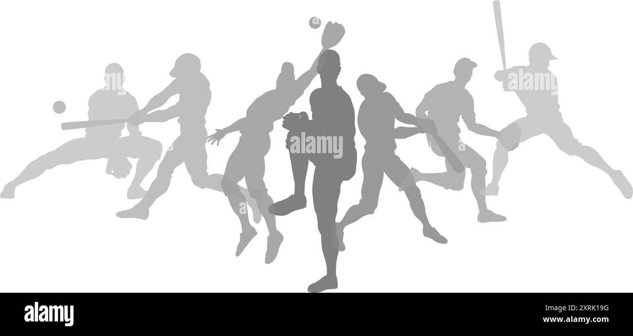 Baseball Silhouette Players Player Silhouettes Stock Vector Image & Art ...