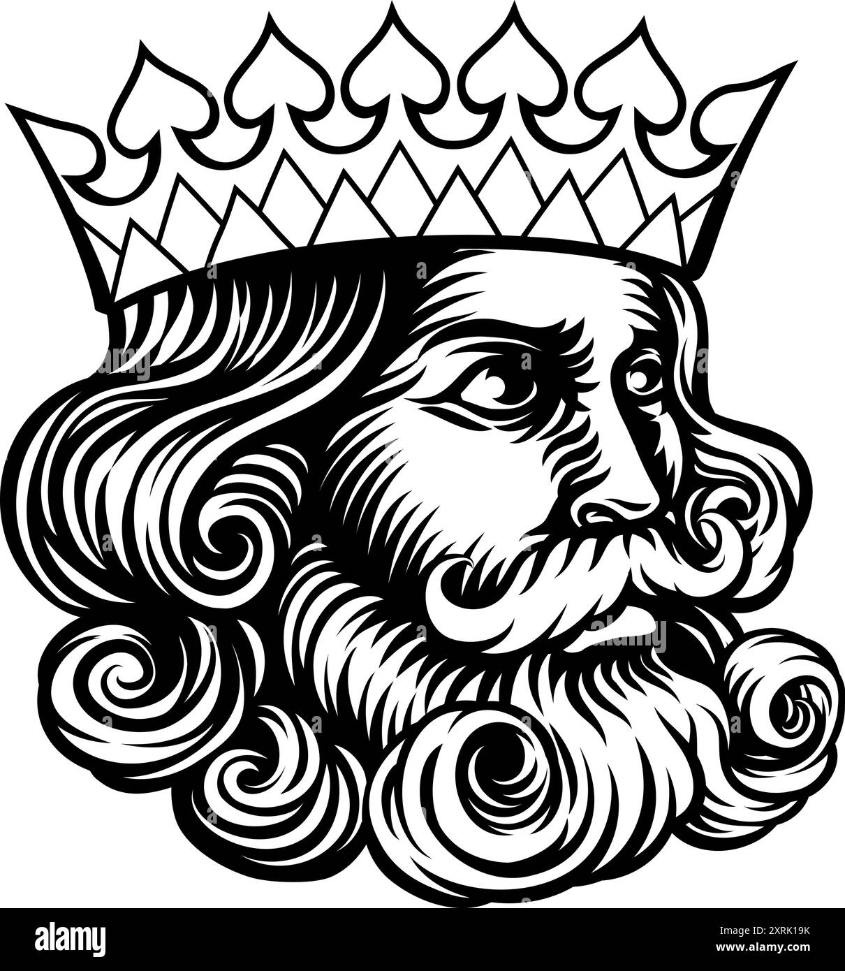 King Medieval Crown Head Face Vintage Woodcut Stock Vector Image & Art ...