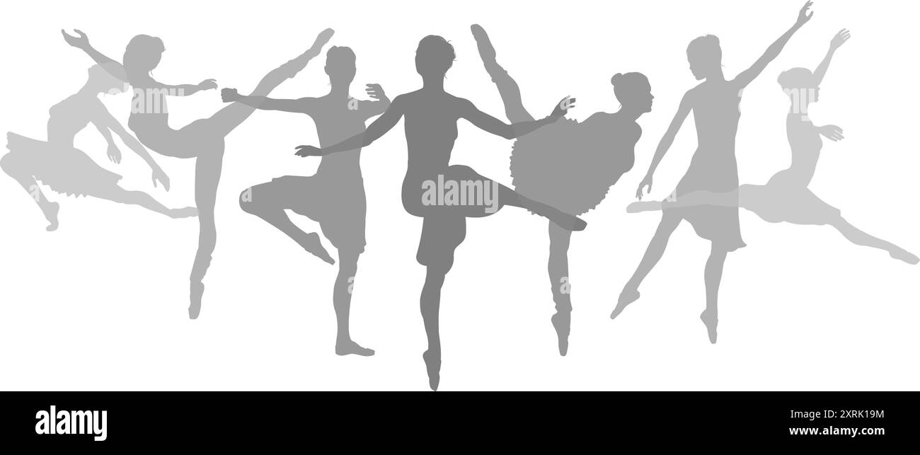 Ballet Dancer Silhouette Dancers Poses Silhouettes Stock Vector Image ...