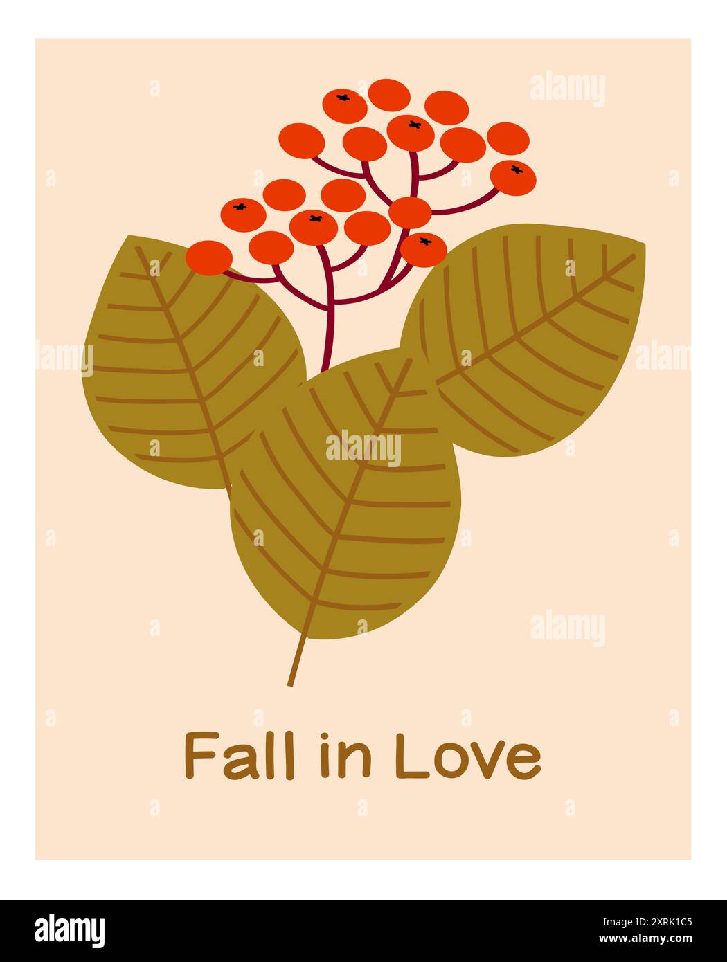 Fall leaves with bright red berries creating a charming autumn floral ...