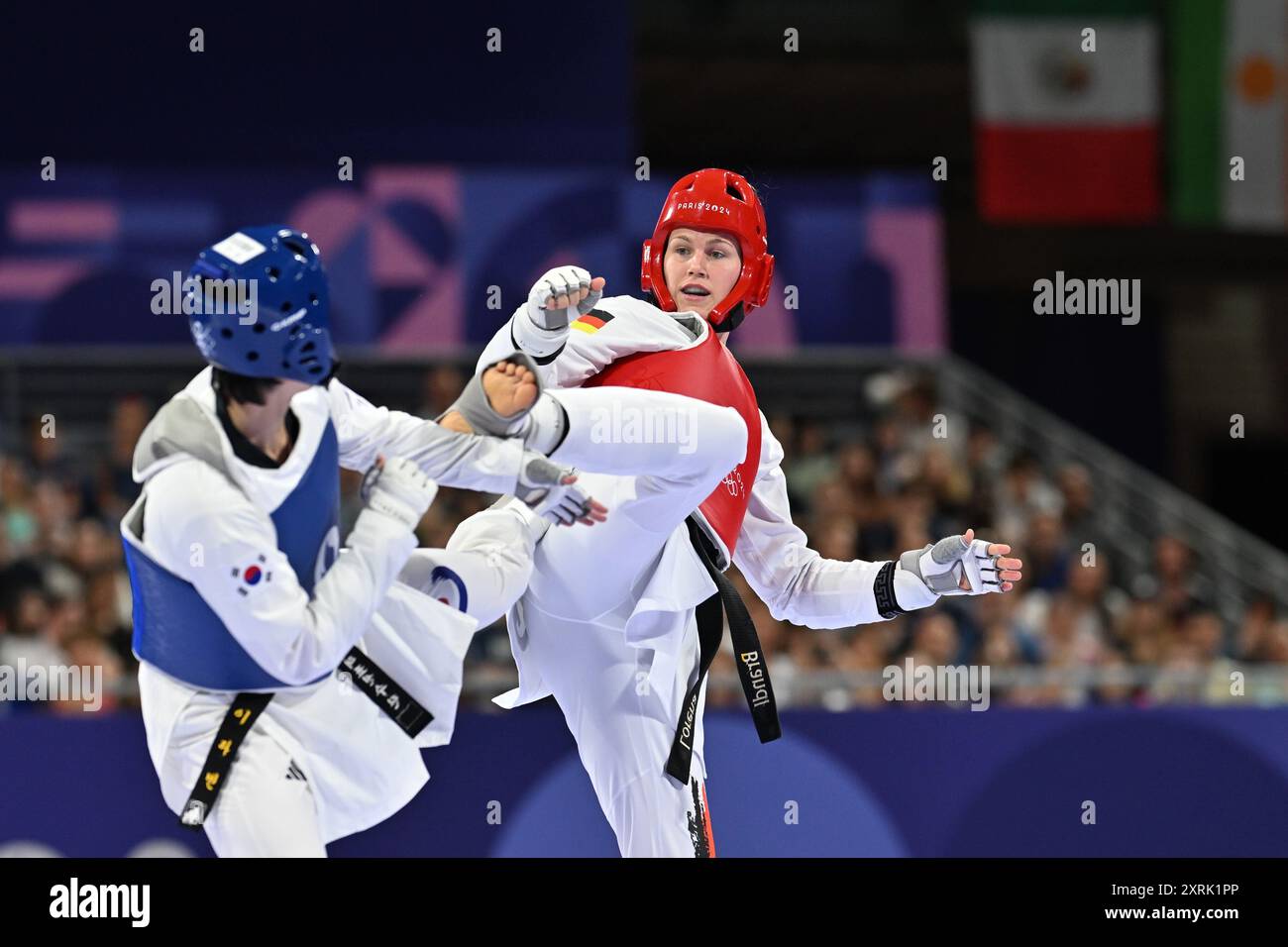 Lee Da-bin (KOR) and Lorena Brandl (GER), Taekwondo, Women +67kg Bronze ...