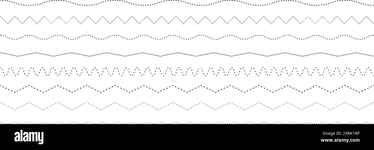 Set of dotted, zigzag and wave lines Stock Vector Image & Art - Alamy