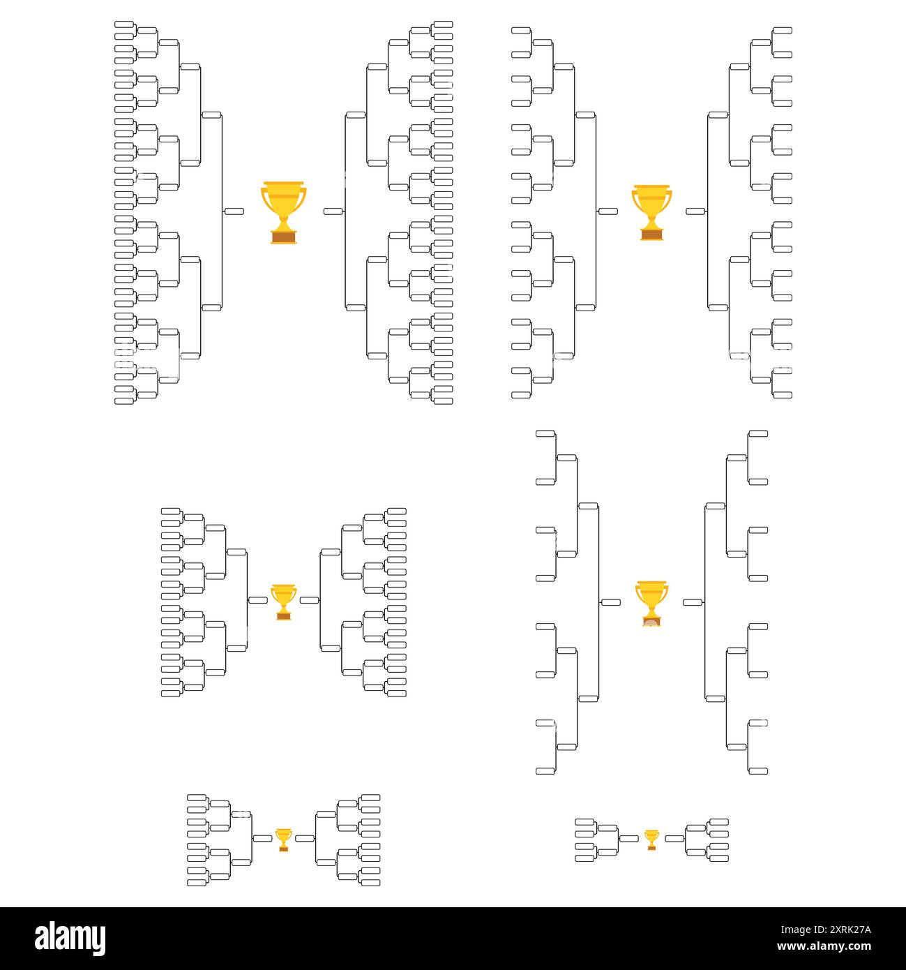 Set of Bracket sport tournament, blank elimination event sign, playoff ...