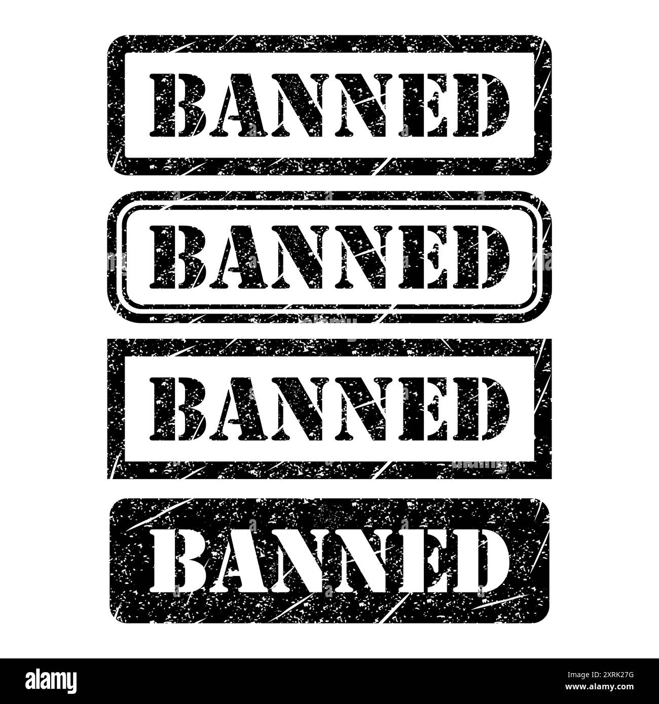 Set of Banned stamp symbol, label sticker sign button, text banner ...