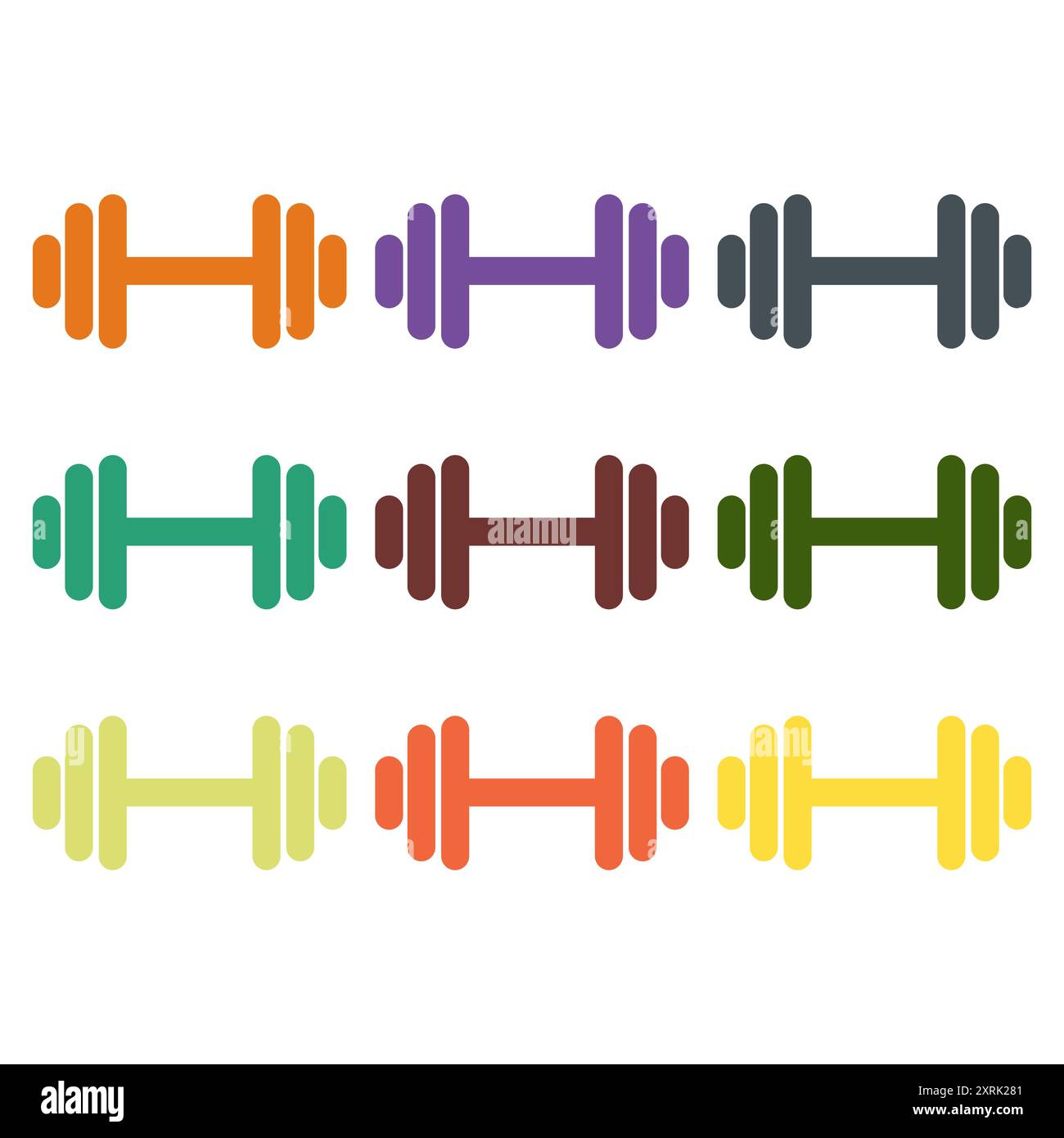 Set of Fitness weight icon, dumbbell design web button vector ...