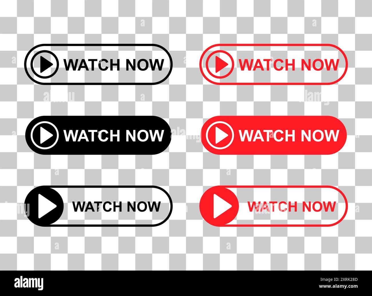 Set of Watch now icon, website online button player symbol, play video ...
