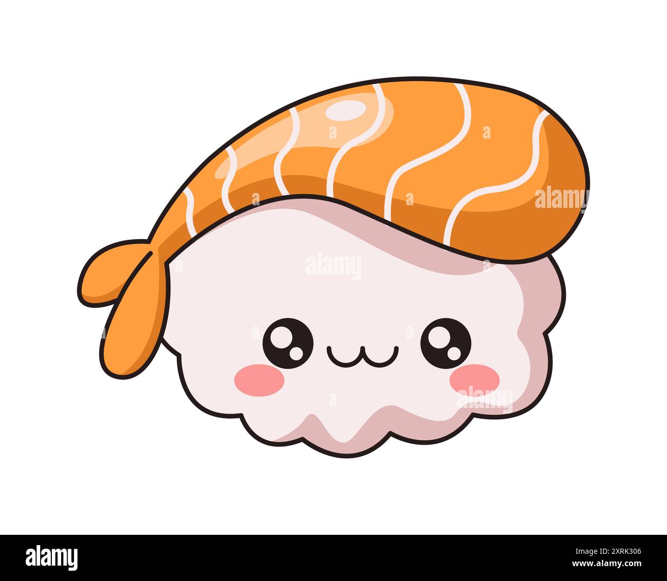 Funny sashimi with prawn and smiling face flat color vector ...