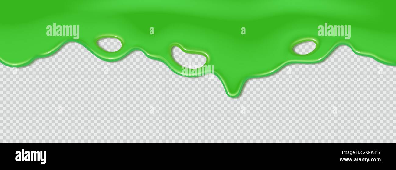 Green flowing toxic slime. Liquid wave of paint or sauce on transparent ...