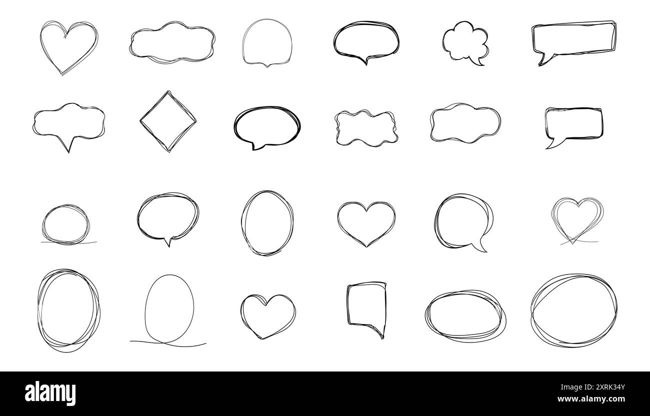 Speech bubble frame scribble fast hand drawing, pent or marker drawing ...