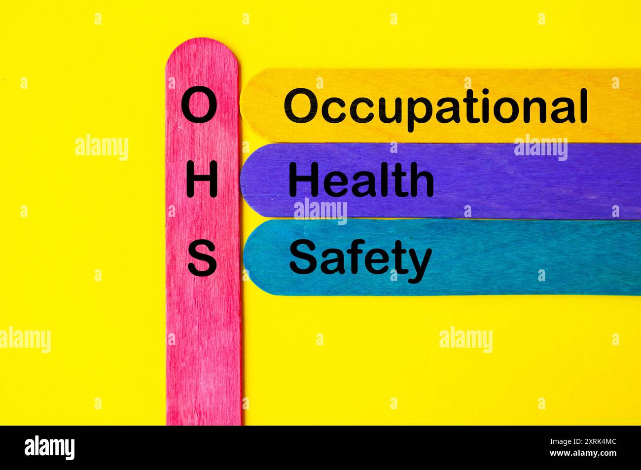 Top view of OSH text representing occupational, health and safety on ...