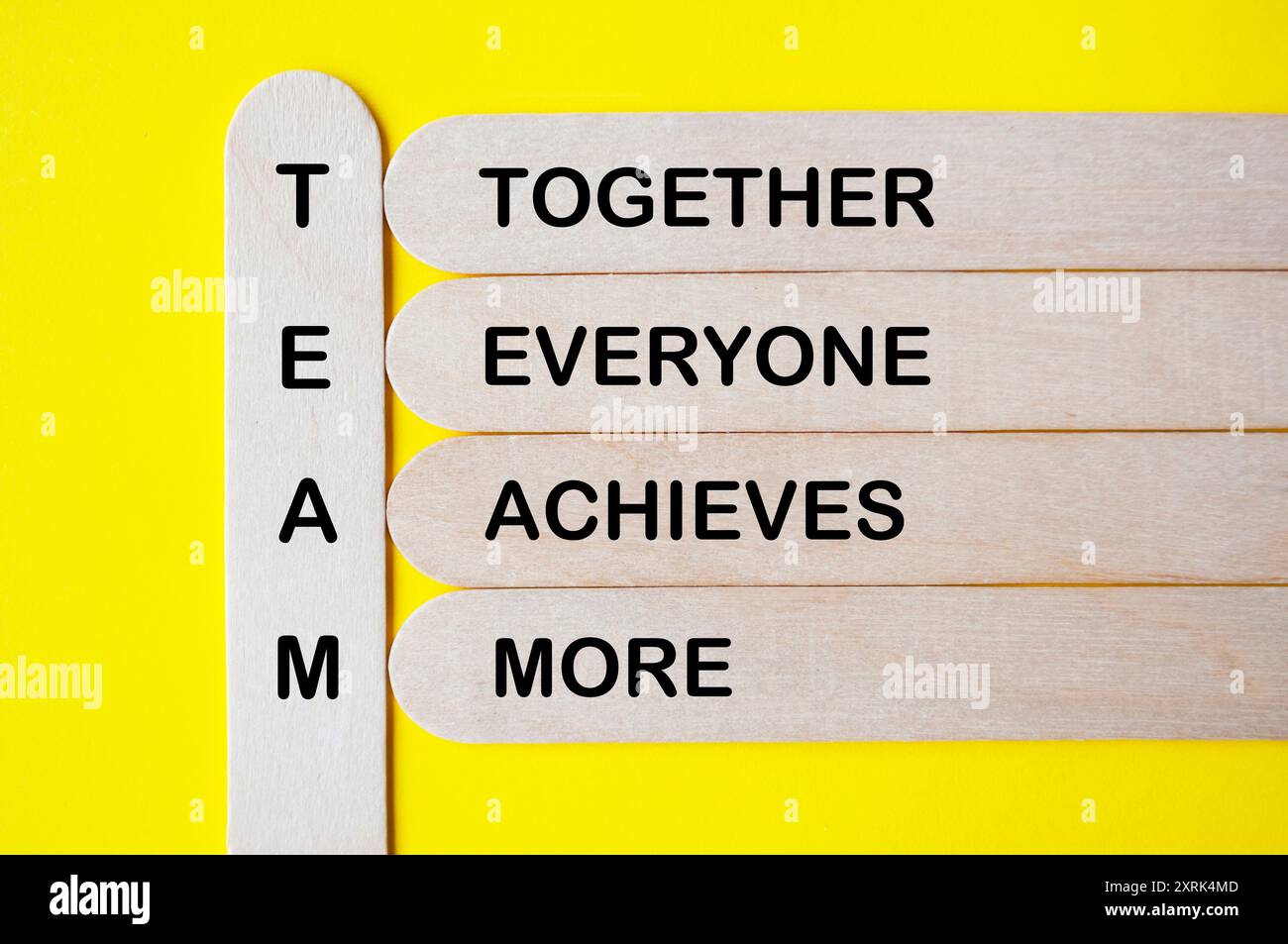 Top view of TEAM text representing together everyone achieves more on ...