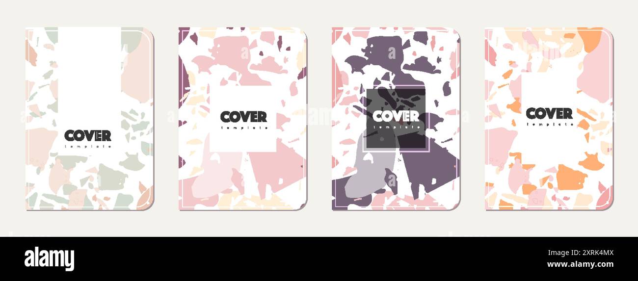 School diary cover design. Terrazzo abstract background made of natural ...