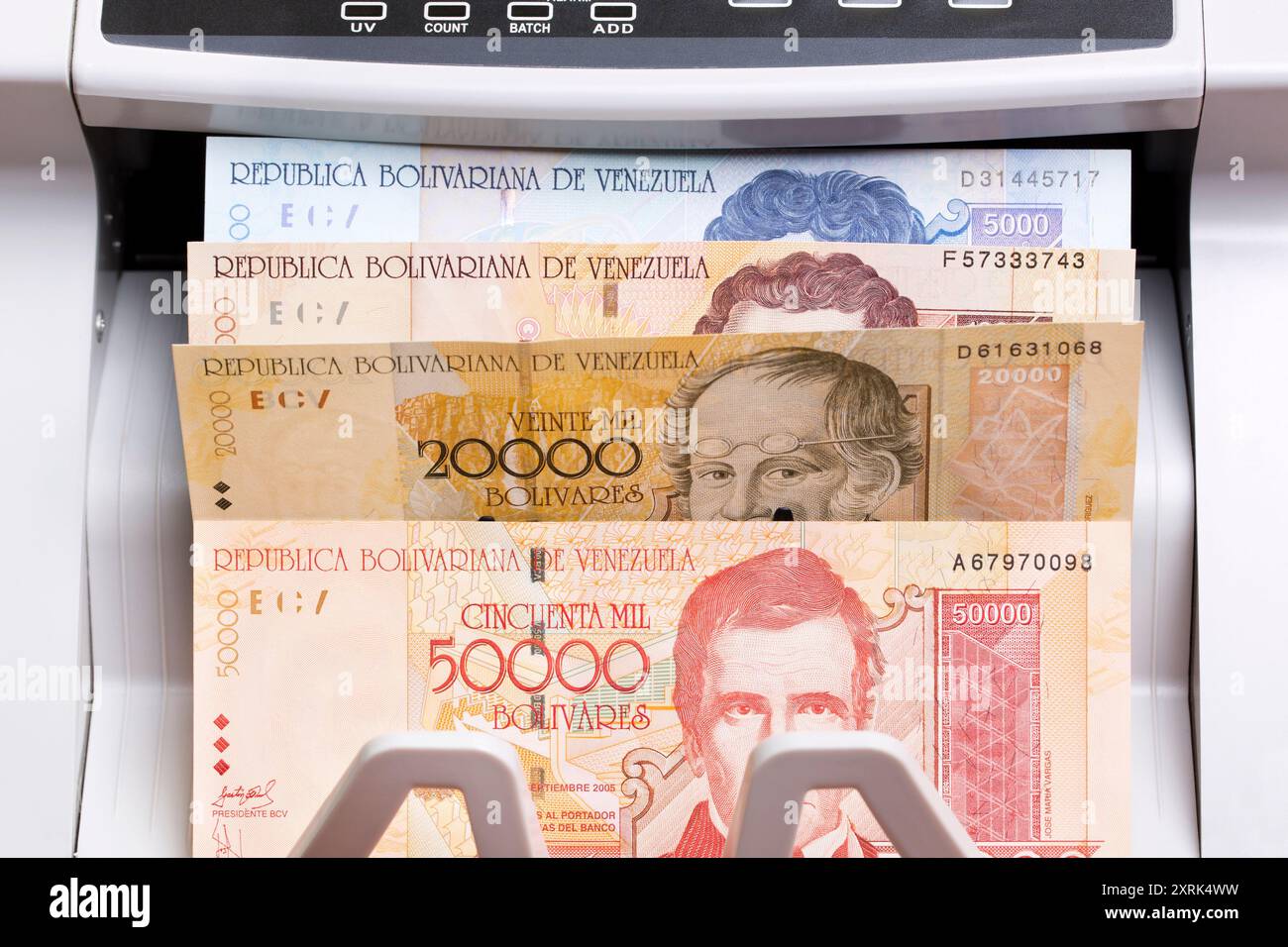 Old Venezuelan money - bolivar in the counting machine Stock Photo - Alamy