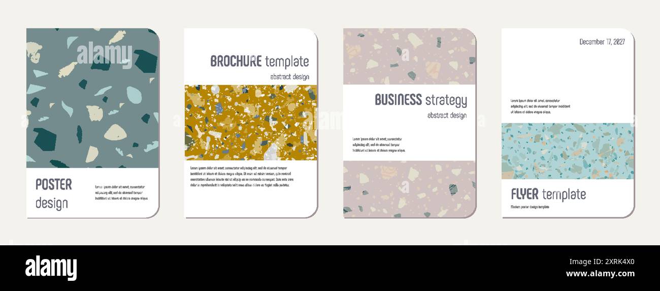 School notebook cover design. Terrazzo abstract background made of ...