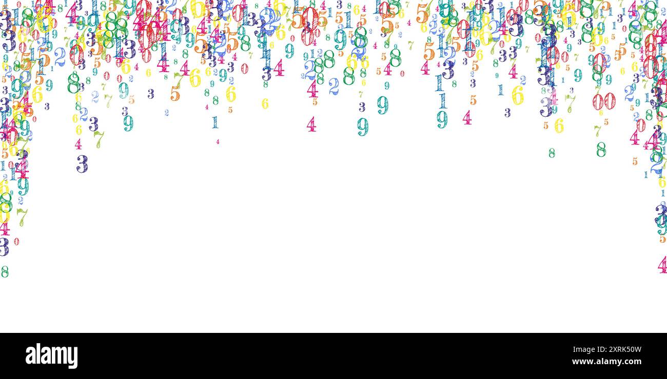 Falling colorful numbers. Math study concept with flying digits. Back ...