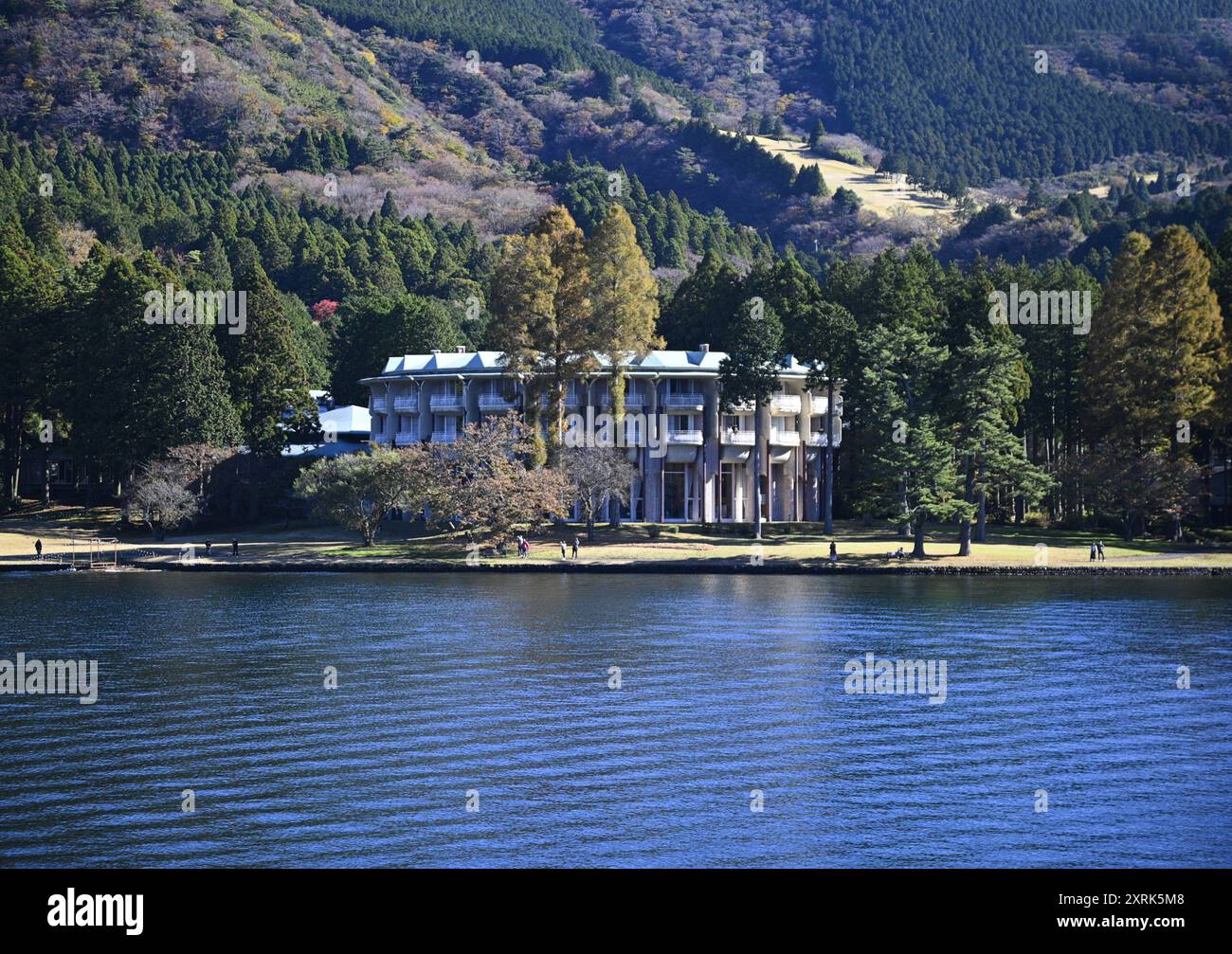 Landscape with scenic view of luxury resorts on the shoreline of ...