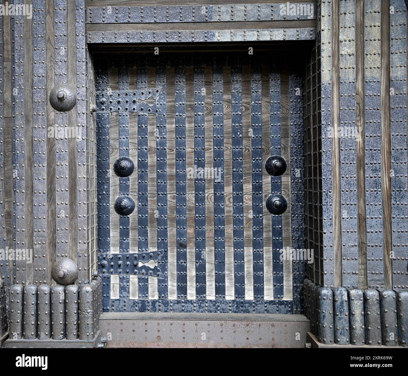 Closeup view of the ancient Hashizume-mon Gate decorated with antique ...