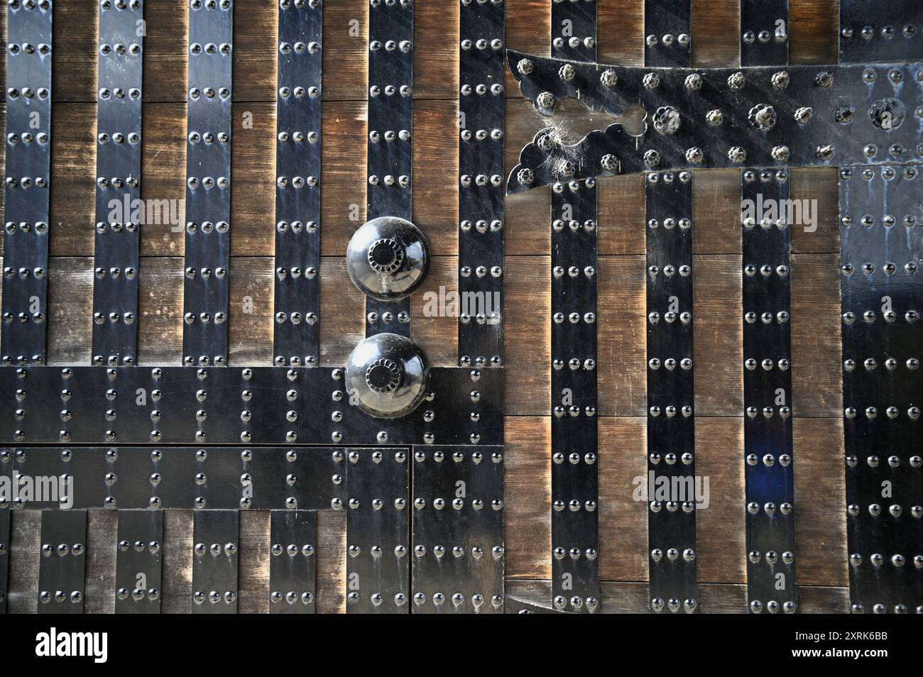 Closeup view of the ancient Hashizume-mon Gate decorated with antique ...