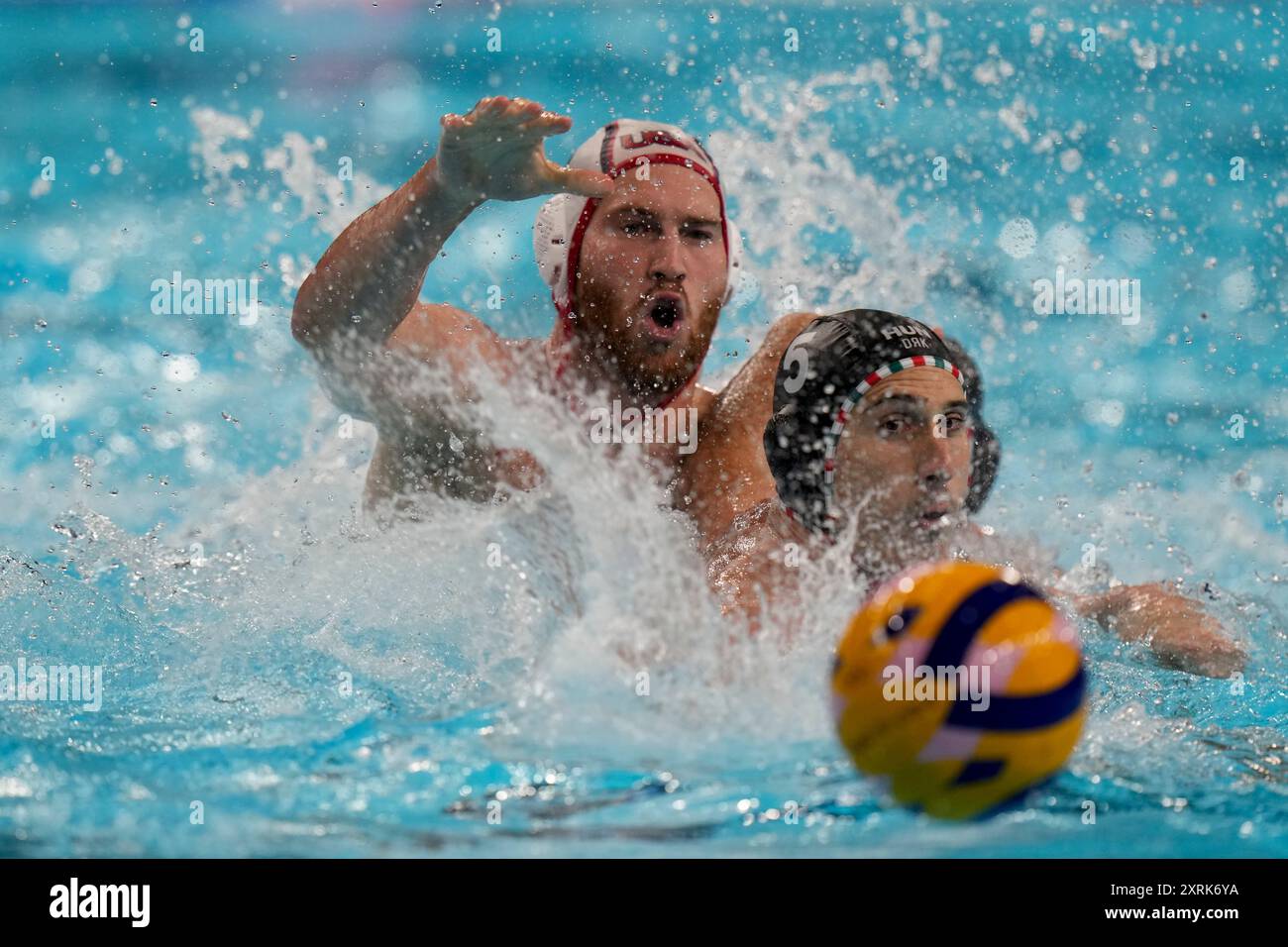 Hungary's Marton Vamos, right, and United States' Marko Vavic fight for ...