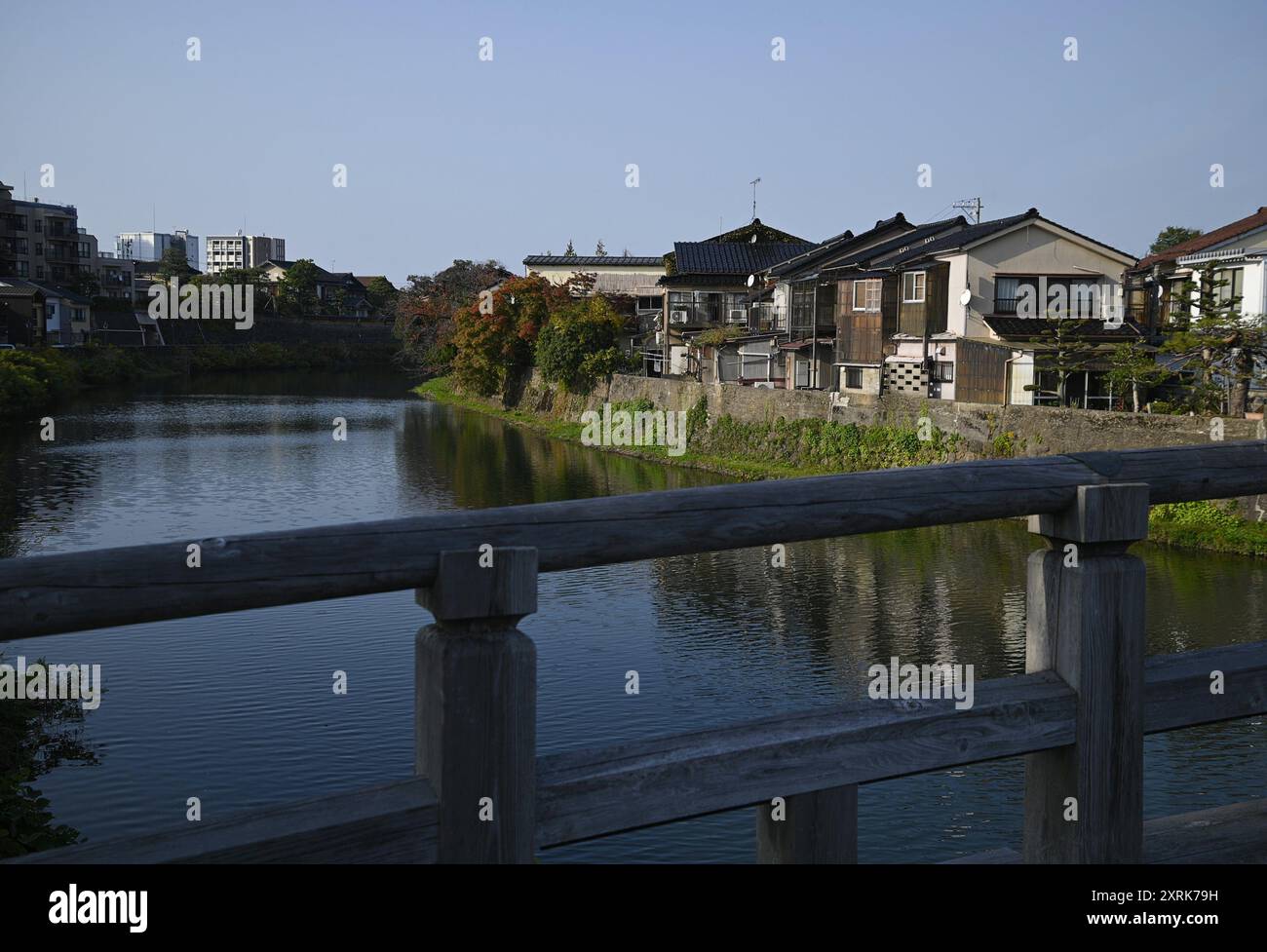 Landscape with scenic view of typical wooden houses at the Edo period ...