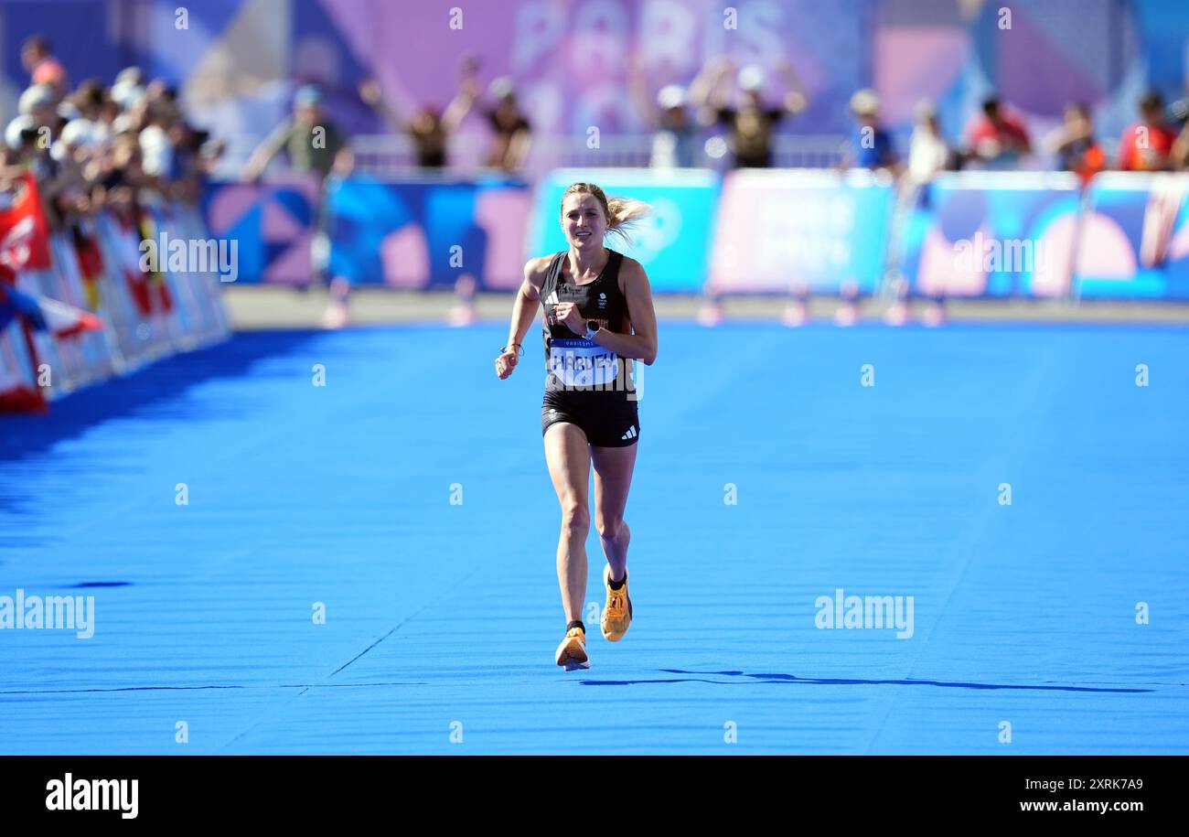 Great Britain's Rose Harvey approaches the finish line, during the ...