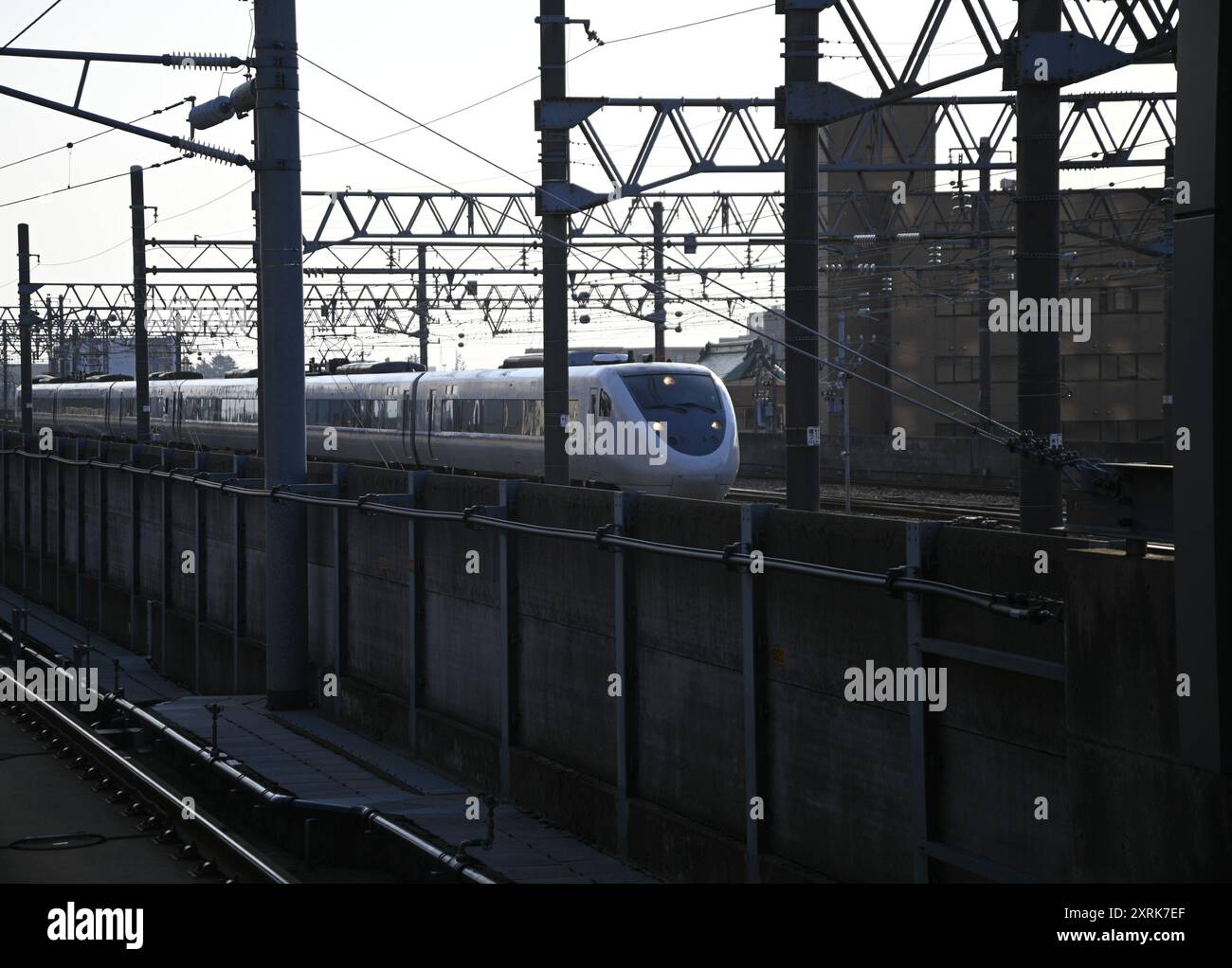 Scenic view of the JR Thunderbird Express train arriving at the Kanazawa station in Ishikawa ...