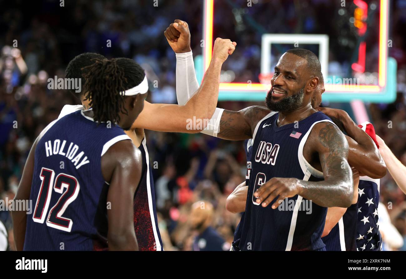 PARIS, FRANCE - AUGUST 10: LeBron James of United States celebrates ...