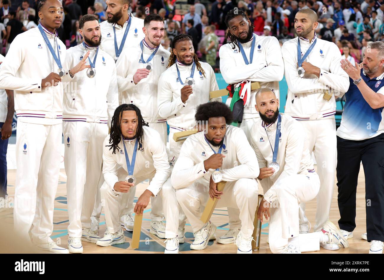 PARIS, FRANCE - AUGUST 10: Players of Silver medalist Team France pose ...