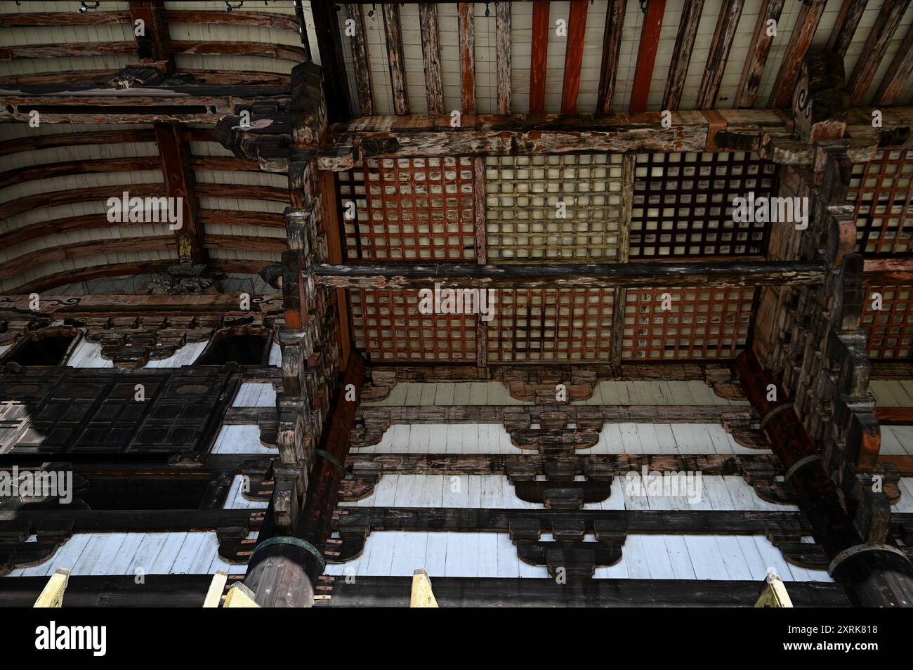 Ceiling woodwork in the interior of the Great Buddha Hall a Japanese ...