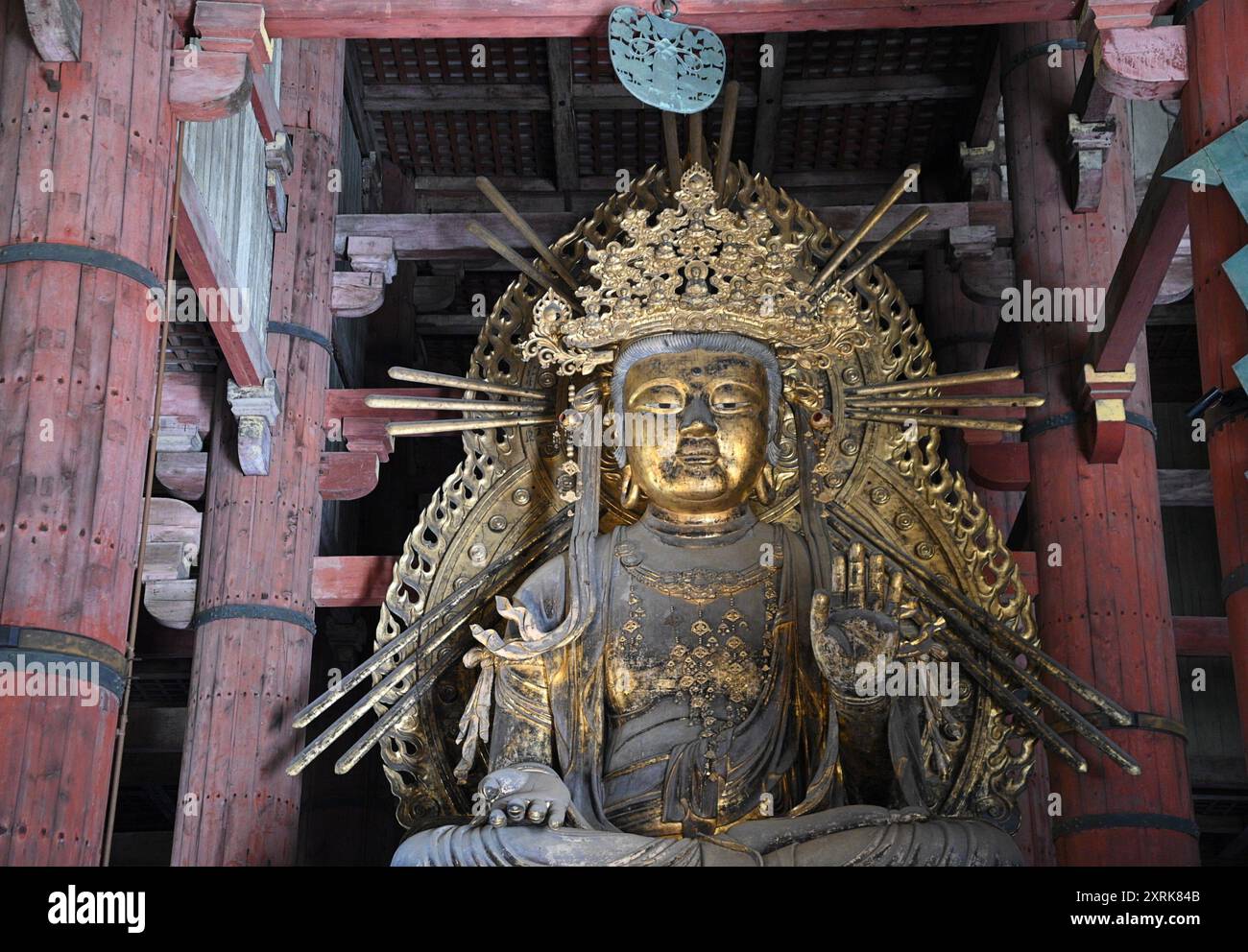 Golden statue of Goddess Nyoirin Kannon in the Main Hall of the ...