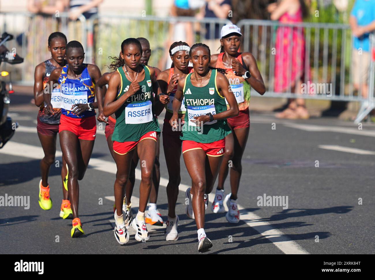 Paris, France. 11 Aug, 2024. Amane Beriso Shankule (Ethiopia) and Tigst ...