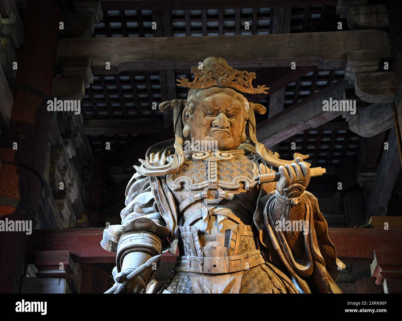 Statue of the Buddhist Guardian Kōmokuten Virupaksa, one of the four ...