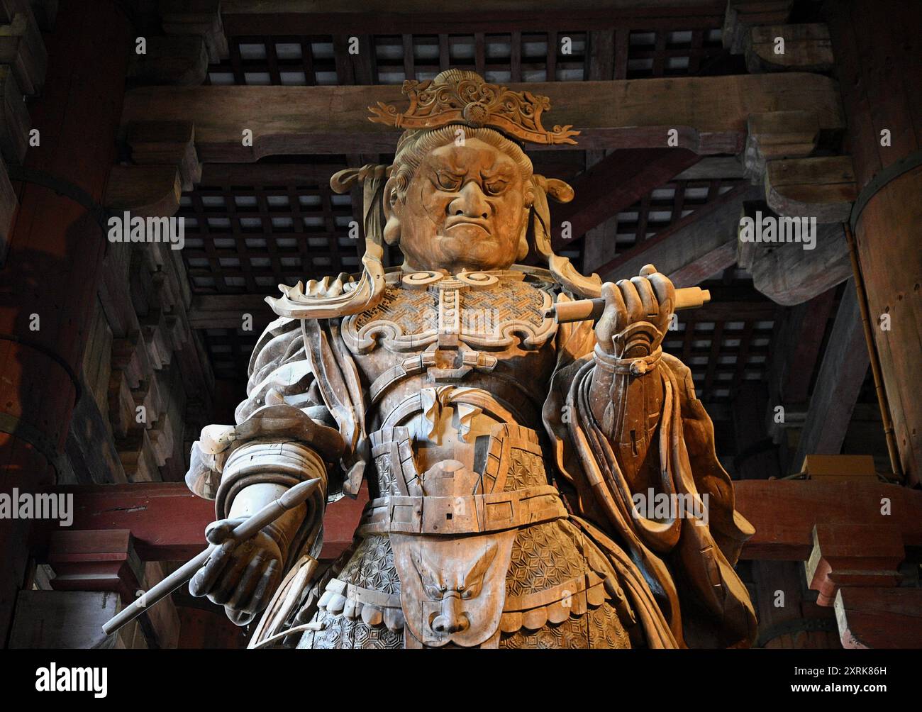 Statue of the Buddhist Guardian Kōmokuten Virupaksa, one of the four ...