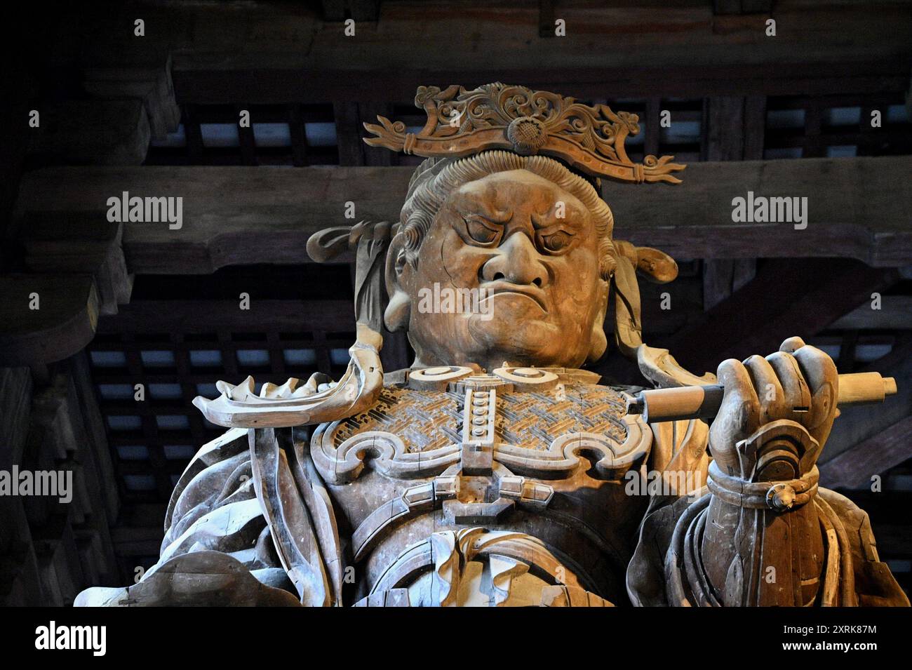 Statue of the Buddhist Guardian Kōmokuten Virupaksa, one of the four ...