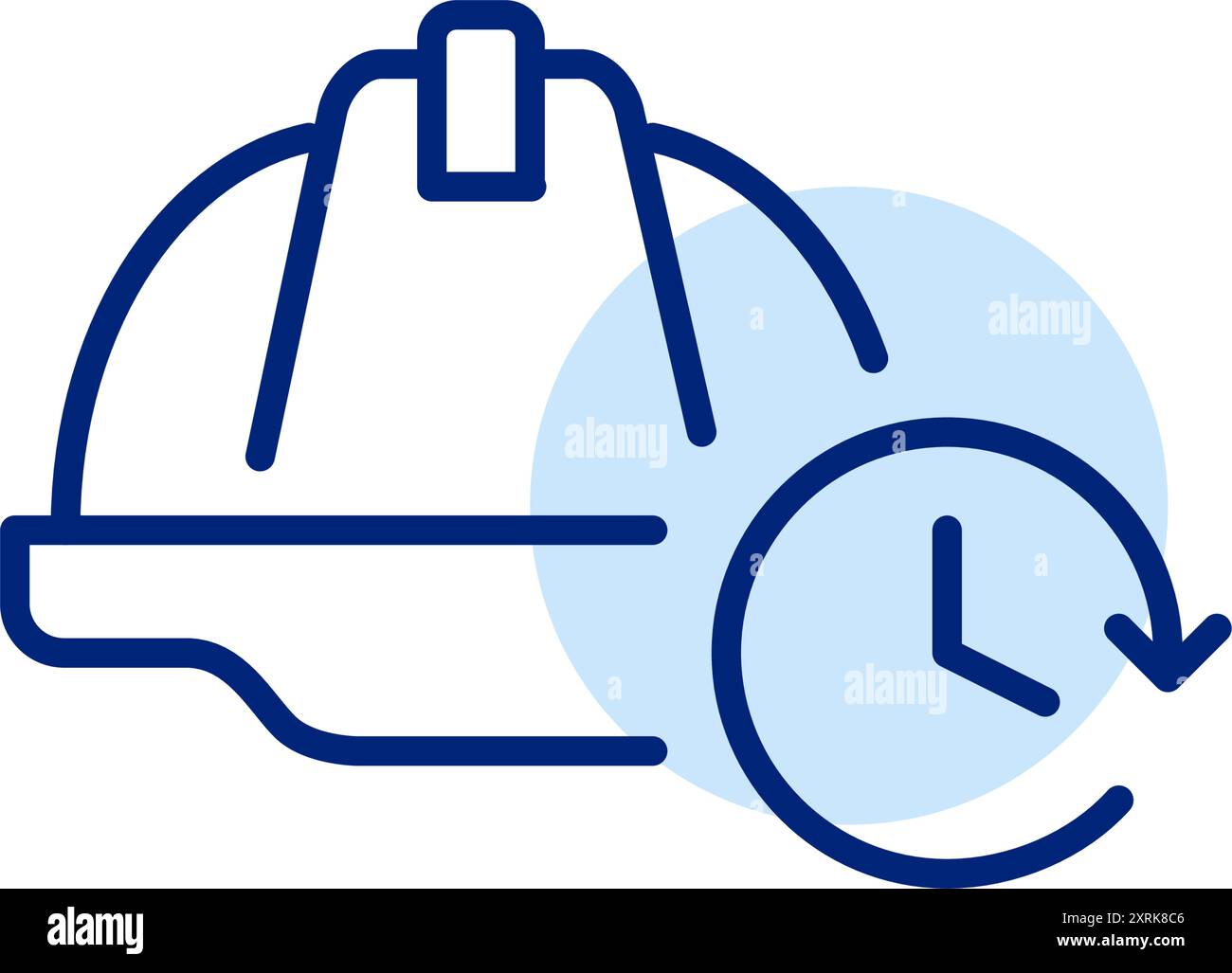 Construction hard hat and clock. Effective time management and working ...