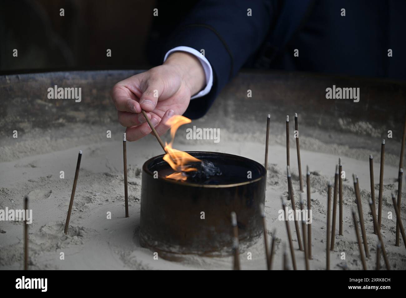 Buddhist Temple incense sticks sand burner in Nara, Kansai Japan Stock ...