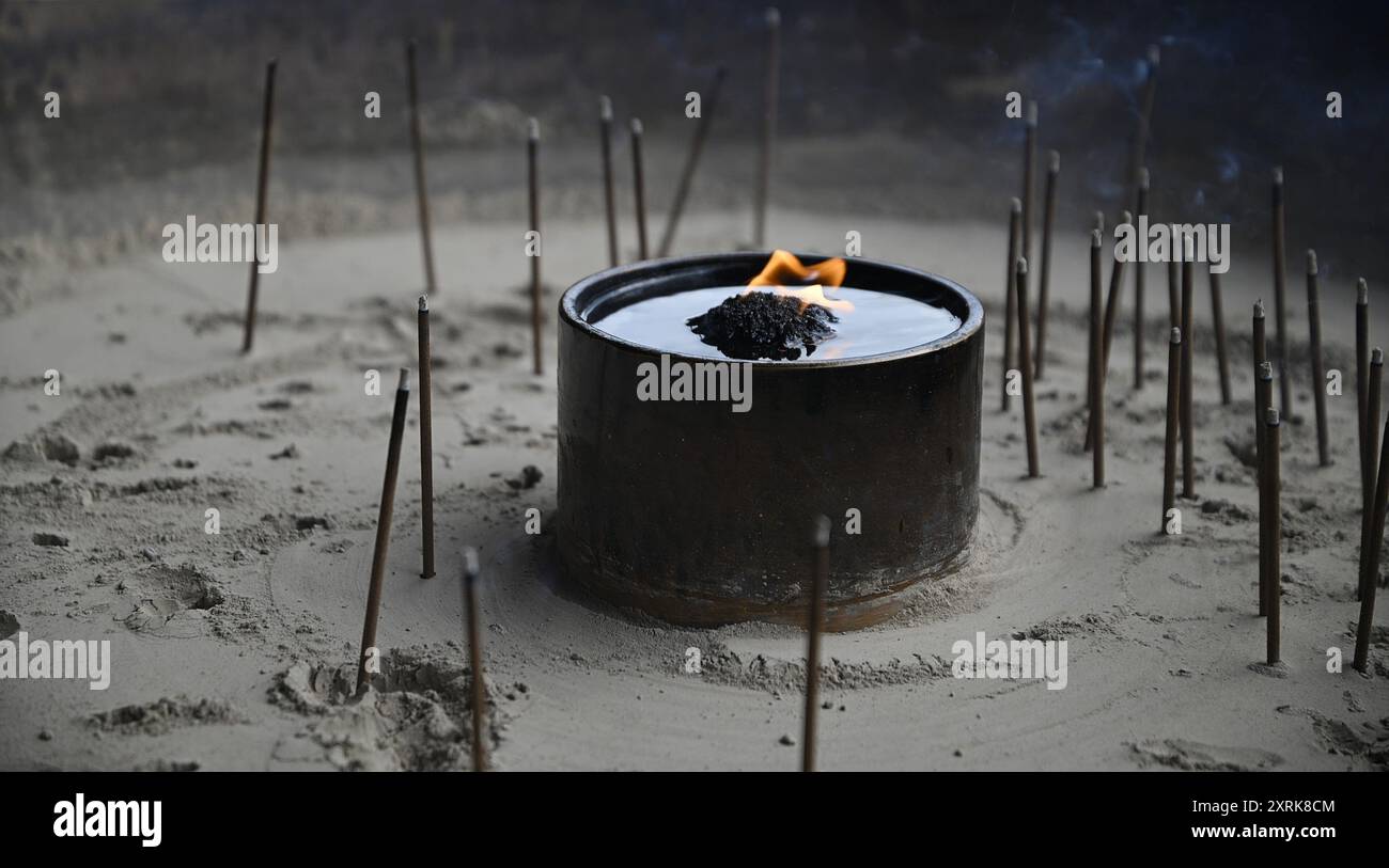 Buddhist Temple incense sticks sand burner in Nara, Kansai Japan Stock ...